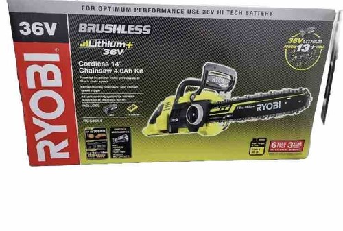 NEW Ryobi 36V Brushless Cordless 14" (35cm) Chainsaw RCS36X4 4.0Ah Kit ...