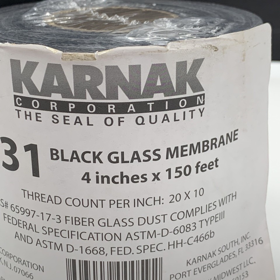 Karnak Corporation #31 Black Fiberglass Water-proofing Membrane 4" x ...