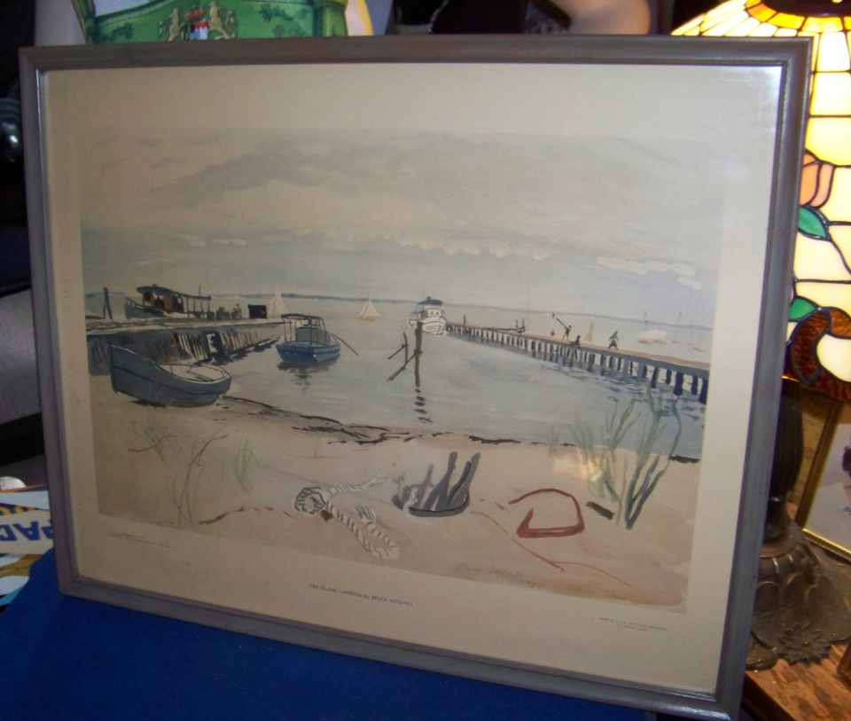 1939 Collotype Bruce Mitchell Art Print FIRE ISLAND LANDING Framed in Norwich NY | eBay