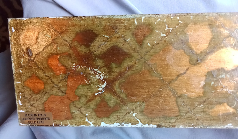 Vintage Italian Long Rectangular Gold Leaf Gesso Hand-painted Wood Box ...