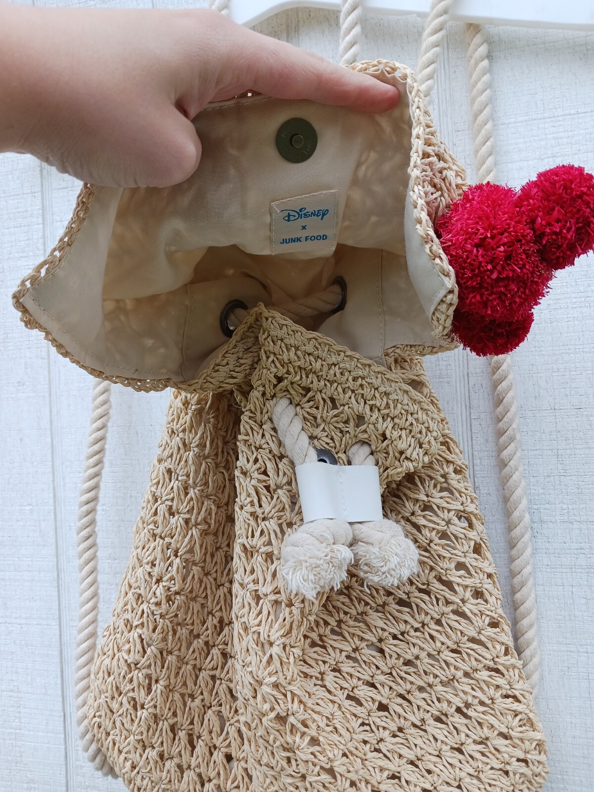 Disney X Junk Food Raffia Mickey Mouse Macramé Backpa… - Gem