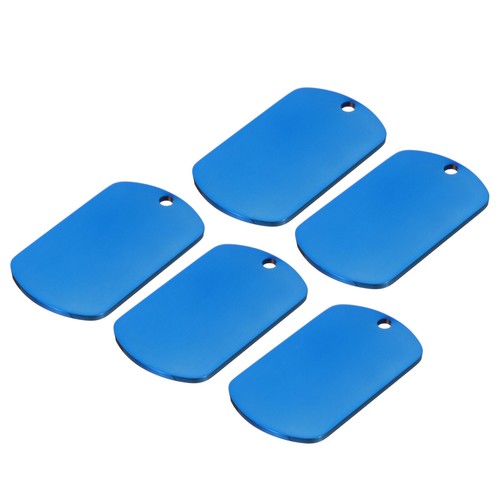 5pcs Metal Blank Tags Stamping 1.77"x1.02" Blue Dog Tags DIY Engraving ...