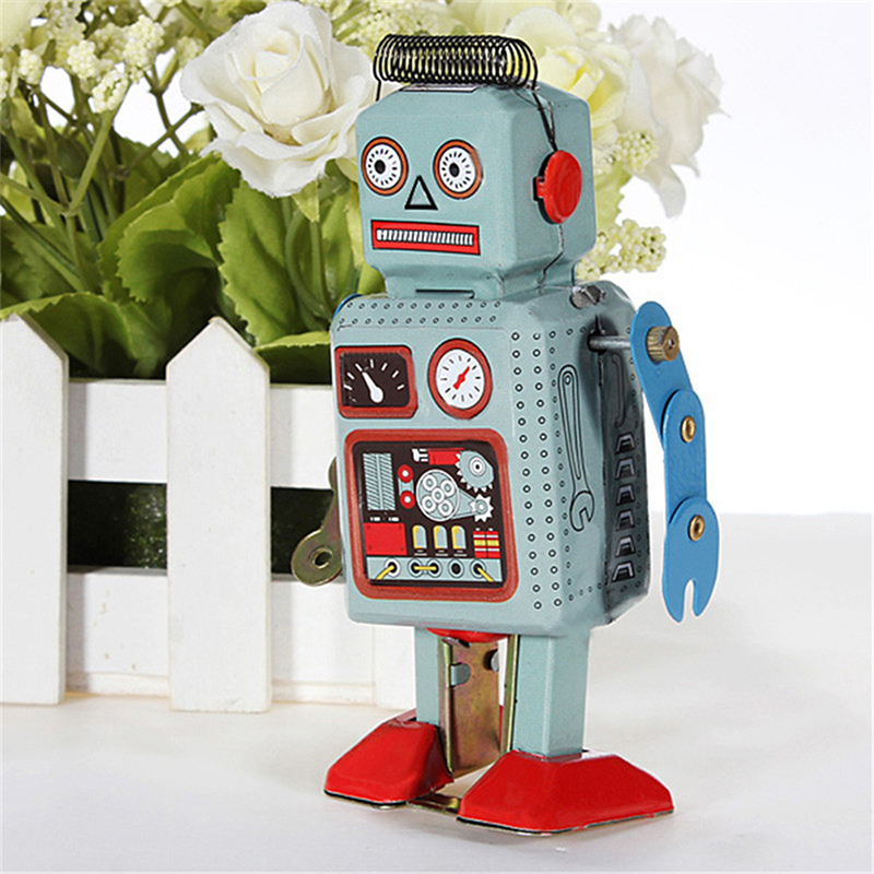 Mechanical Clockwork Wind Up Metal Walking Radar Robot Tin Toy Ki-F9 | eBay