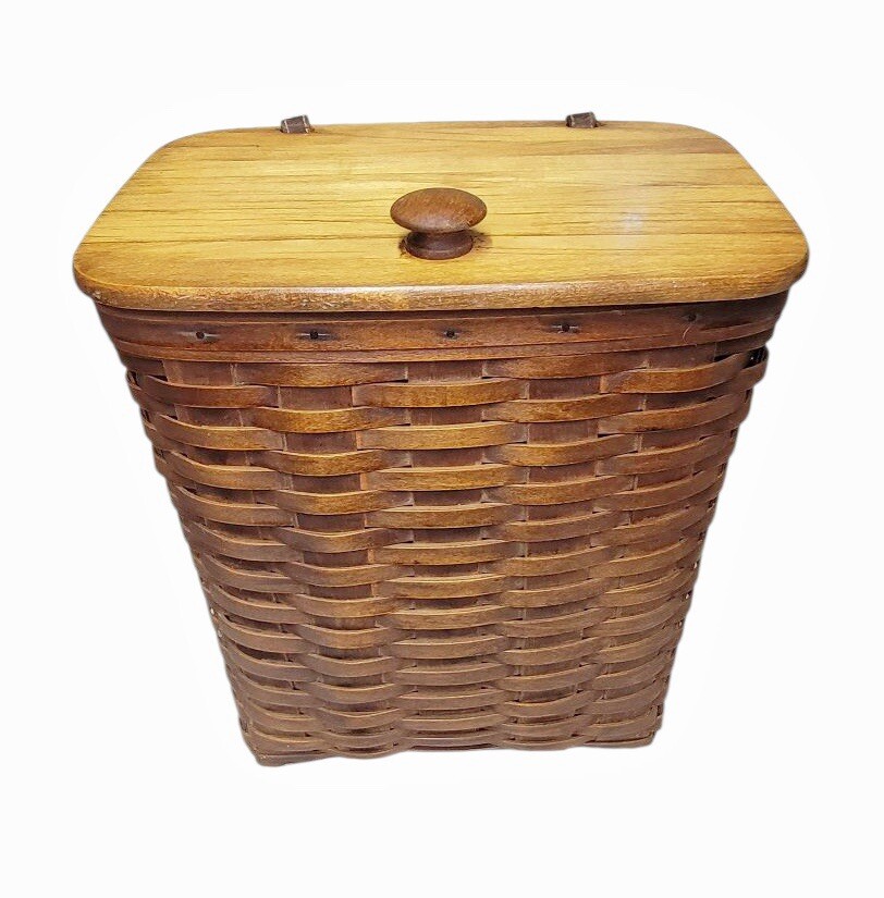 Vintage Longaberger Handmade Hostess Slanted Wooden Lid Mail Basket w ...