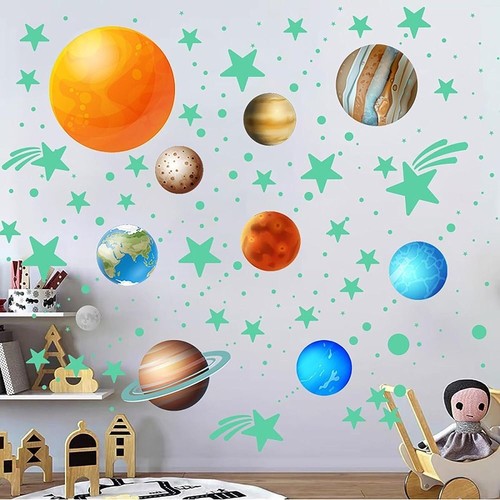 Luminous Planet Wall Decals Fluorescent Star Stickers Home Decoration ...