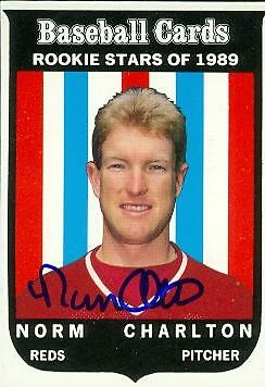 Norm Charlton autographed Baseball Card (Reds) 1989 Baseball Card ...
