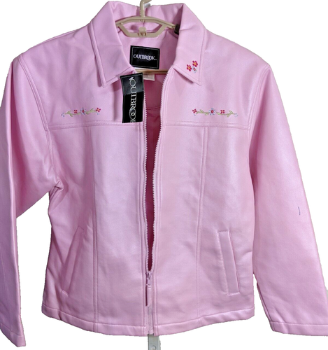 Outbrook Girls Jacket Size XL 14/16 Lined Embroidered Zip Close Pink ...