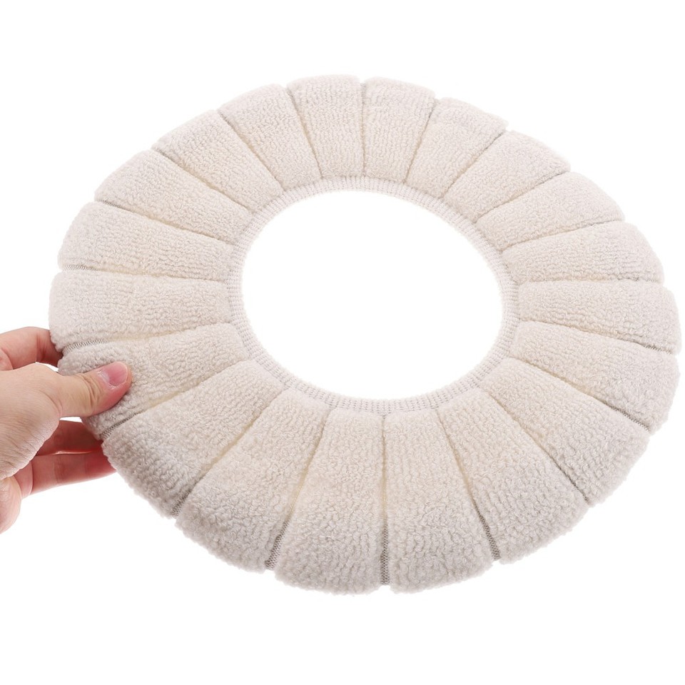 Stretchable Washable Warm O-shaped Toilet Seat Cover Universal Toilet ...