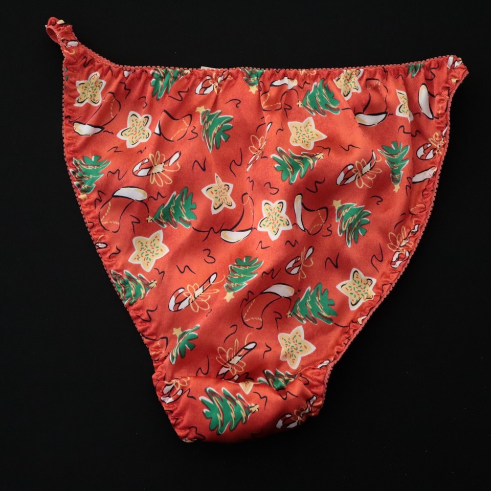 NEW Sears TRUE VTG 90s X-Mas Polyester Satin String Bikini Panty MEDIUM ...