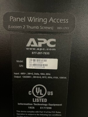 150KVA PDU APC OG-PD150G6F InfraStruxure 480V/208V | eBay