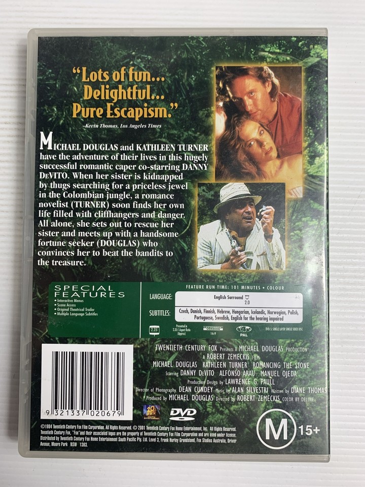 Romancing The Stone Michael Douglas Kathleen Turner DVD R4 | eBay