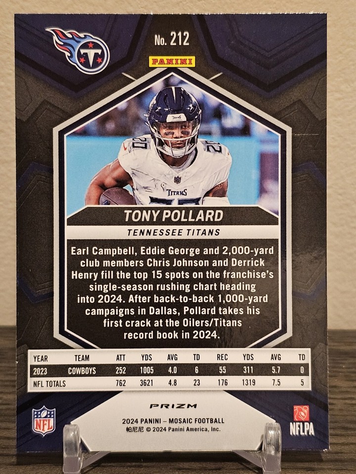 2024 Panini Mosaic Tony Pollard Mosaic Camo Pink Prizm #212- Tennessee ...