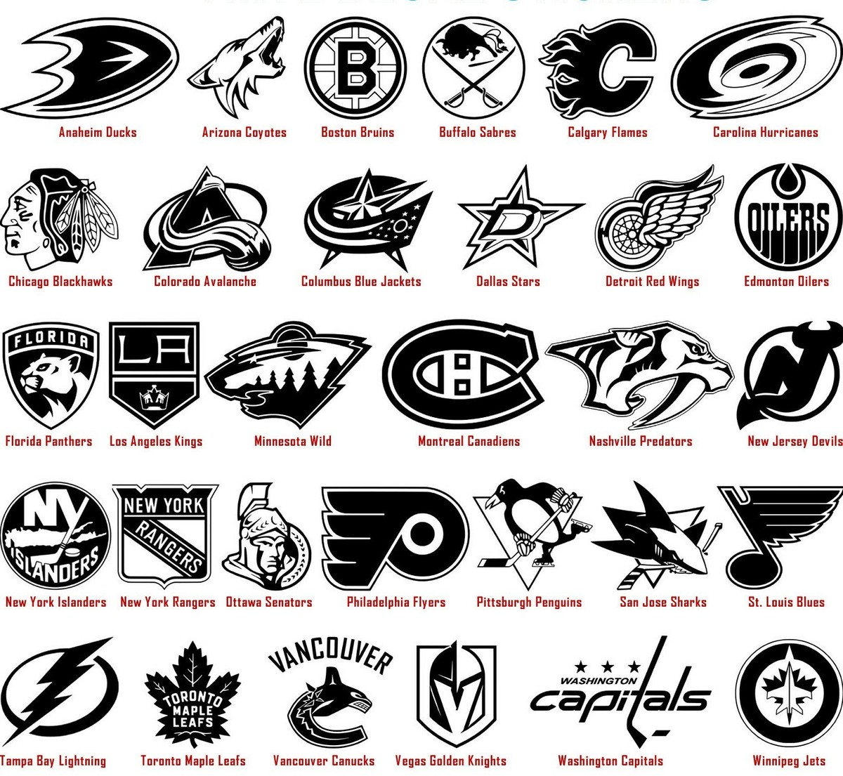 Hockey Team Logos In Black And White