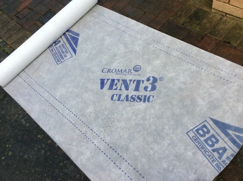 CROMAR Breathable Membrane 1m x 50m HOUSE WRAP BUILDING TILE Felt 50sqm ...