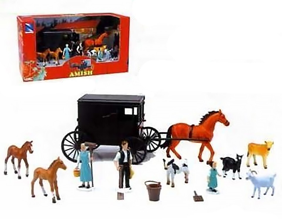 New Ray Amish Mennonite Horse Drawn Farm Figures # 37505B | eBay