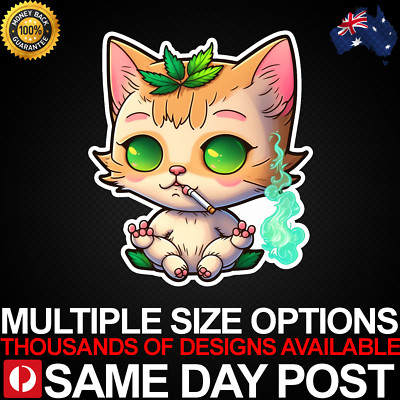 Marijuana Cat Smoking Blunt Vinyl Car Sticker Decal Cheap Pet Cat ...