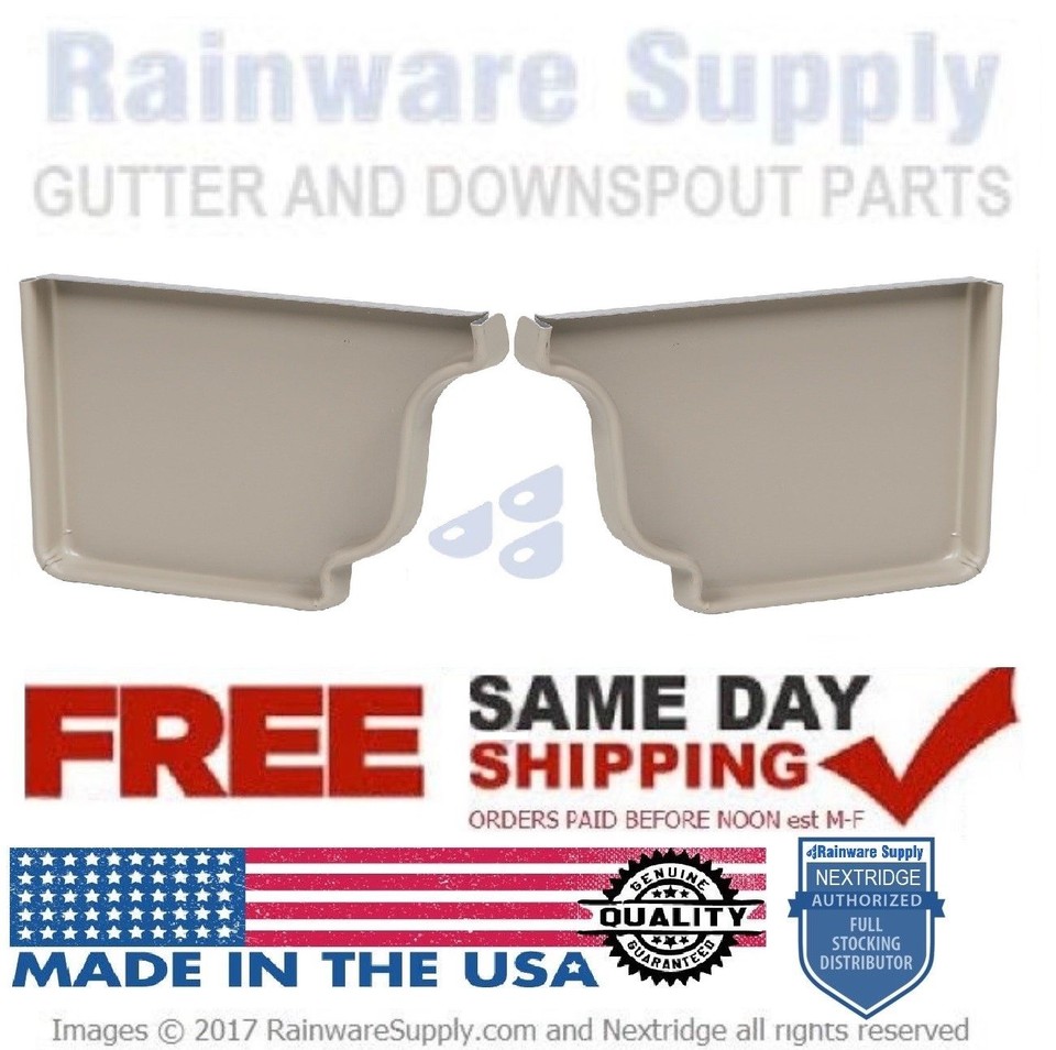 End Caps 5 Inch Aluminum K Style Gutters, White, Clay, Brown, Left ...