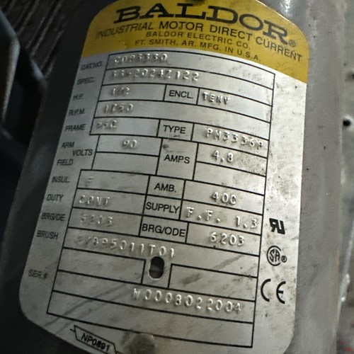BALDOR MOTOR, 1/2HP, 1750RPM, 90V, With Dc Drive Controller | eBay