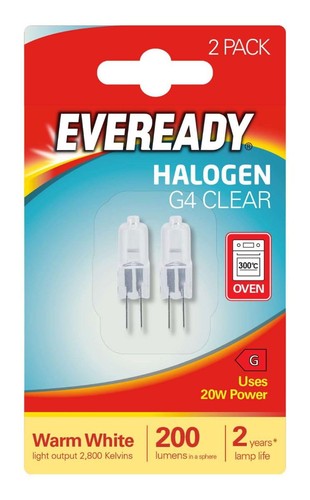 2 x Eveready G4 20W 12V Halogen Capsule Light 2 Count (Pack of 1 ...