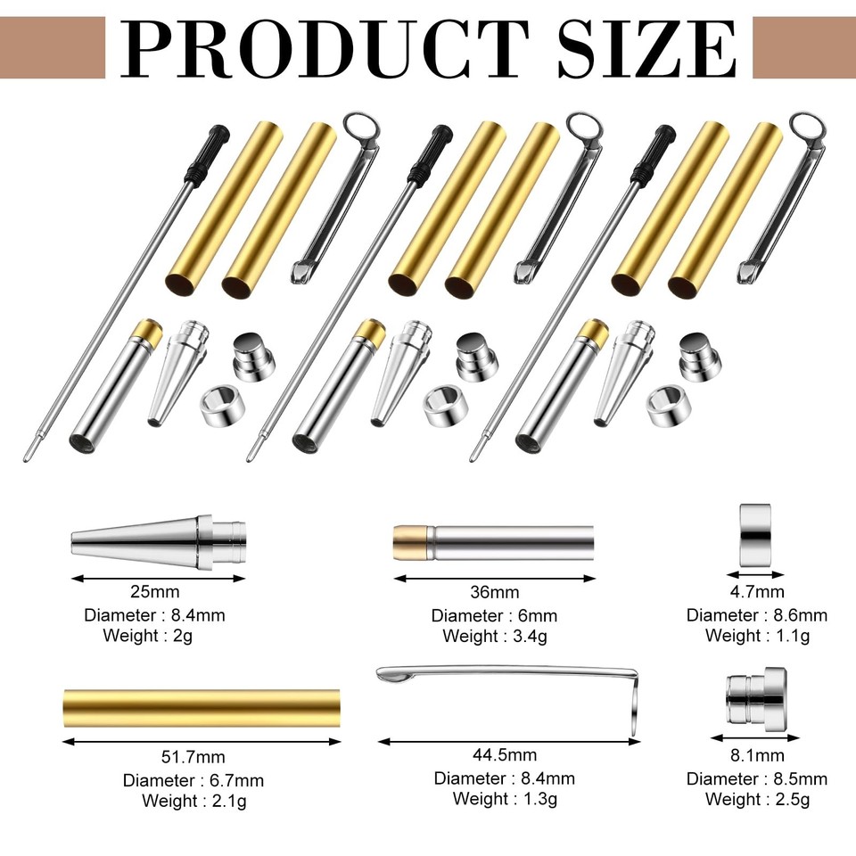 20 Pcs 7mm Slimline Pen Kit with Refill Wood Turning Twist Pen Kit ...