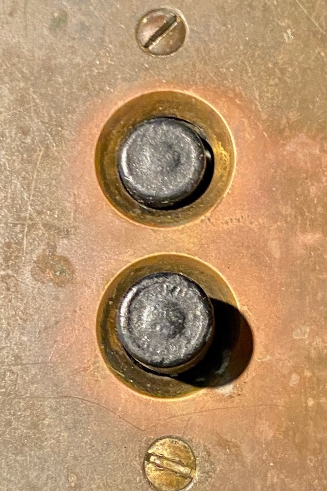 Antique PERKINS / ARROW Electric Push Button On/ Off Light Switch Brass ...