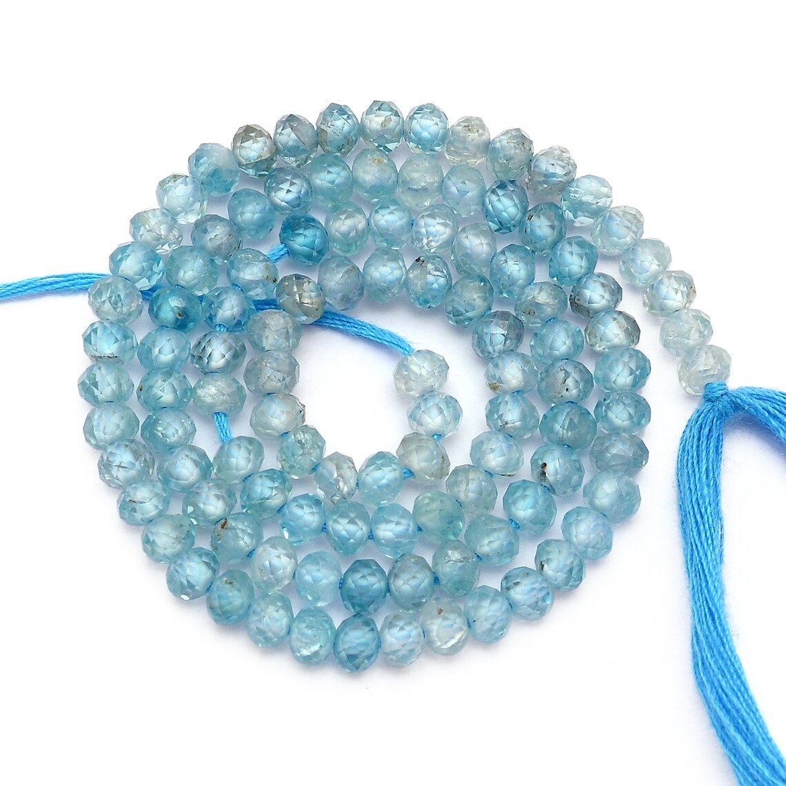 AAA+ Natural Multi Blue Zircon 4mm Micro Faceted Rondelle Beads ~13inch ...