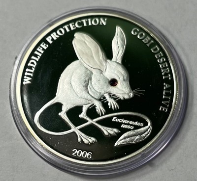 Mongolia 2006 500 Togrog Long Eared Mouse Silver Crystal (PROOF) jerboa ...