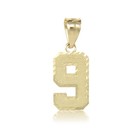 10K Solid Yellow Gold Number Pendant Singapore Chain Necklace Set - 0-9 ...