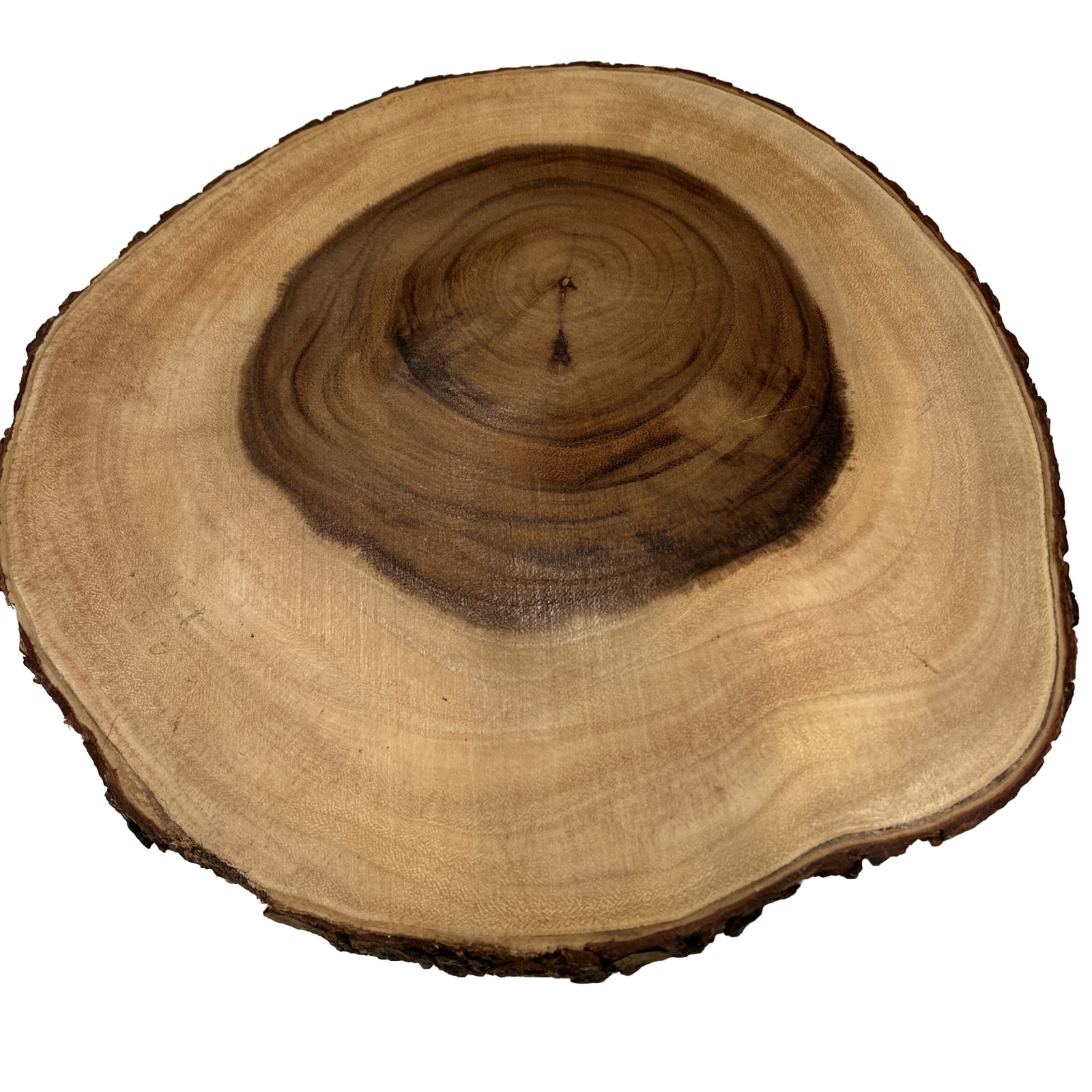 LAZY SUSAN Acacia Wood Large Slab Turntable with Bark Rim LIPPER ...