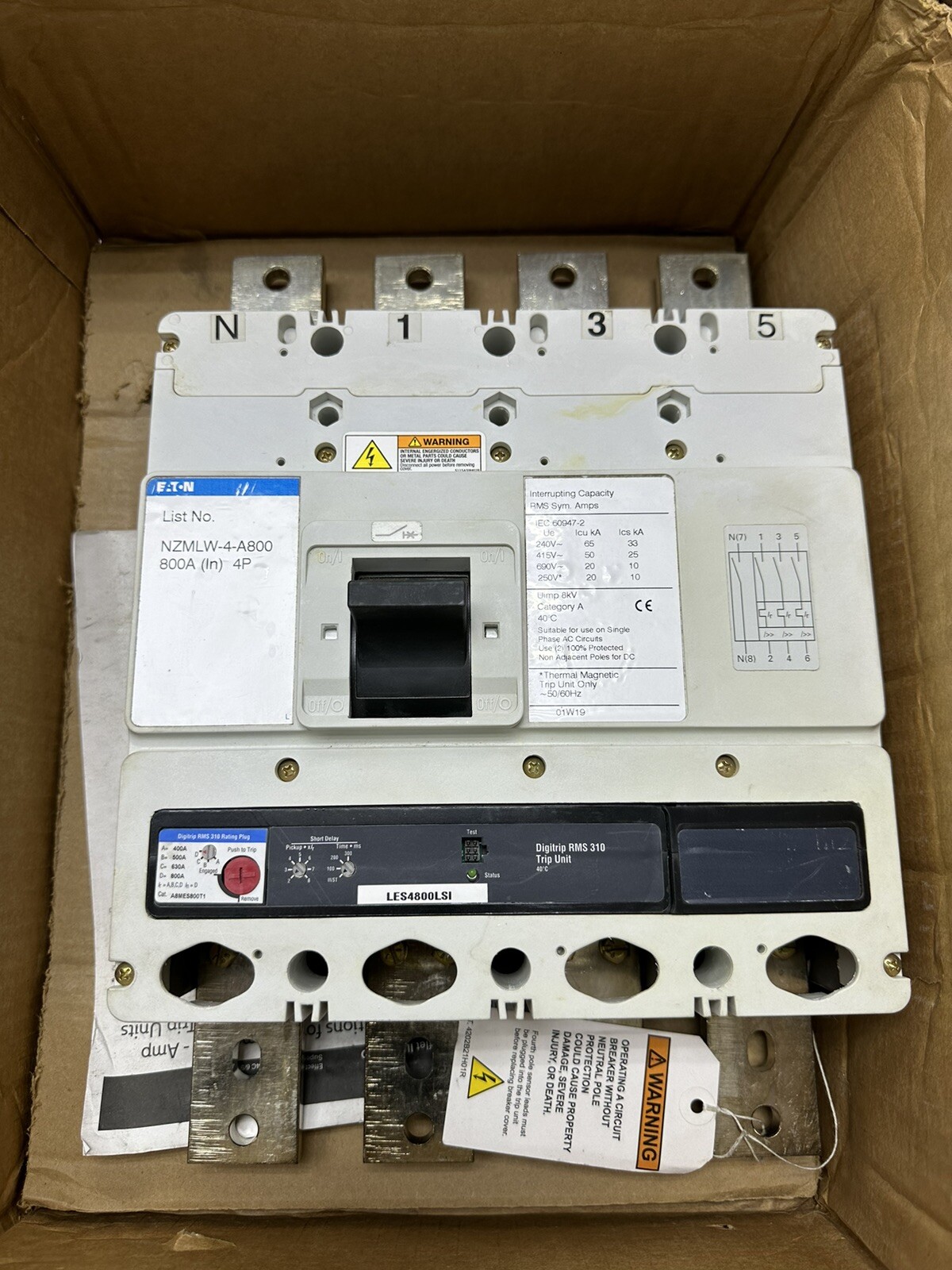 EATON NZMLW-4-A800 MOULDED CASE CIRCUIT BREAKER 4 Pole 800 AMPS | eBay UK