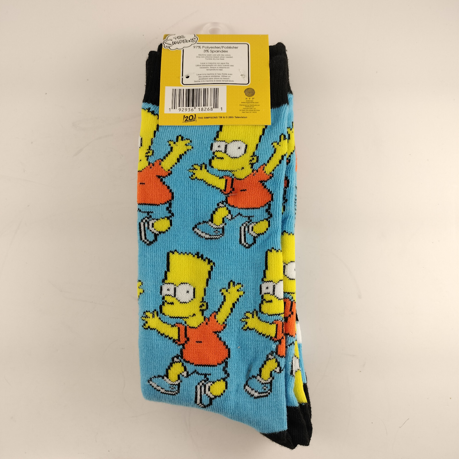 The Simpsons Bart Crew Socks 2 Pair Adult Shoe Size 6-12 Cartoon TV ...