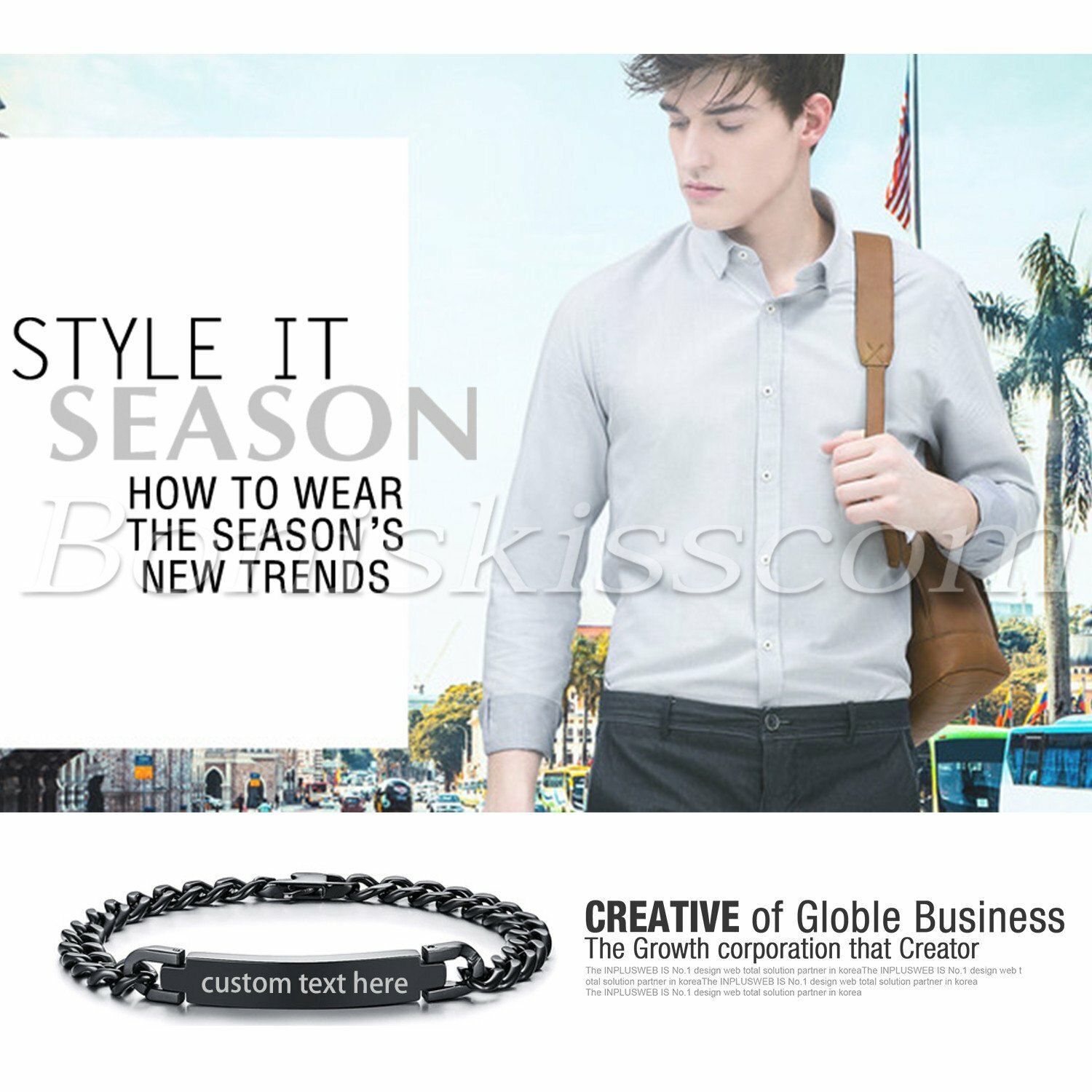 Men's Womens Charm Polished Stainless Steel Custom Bracelet Chain Free ...