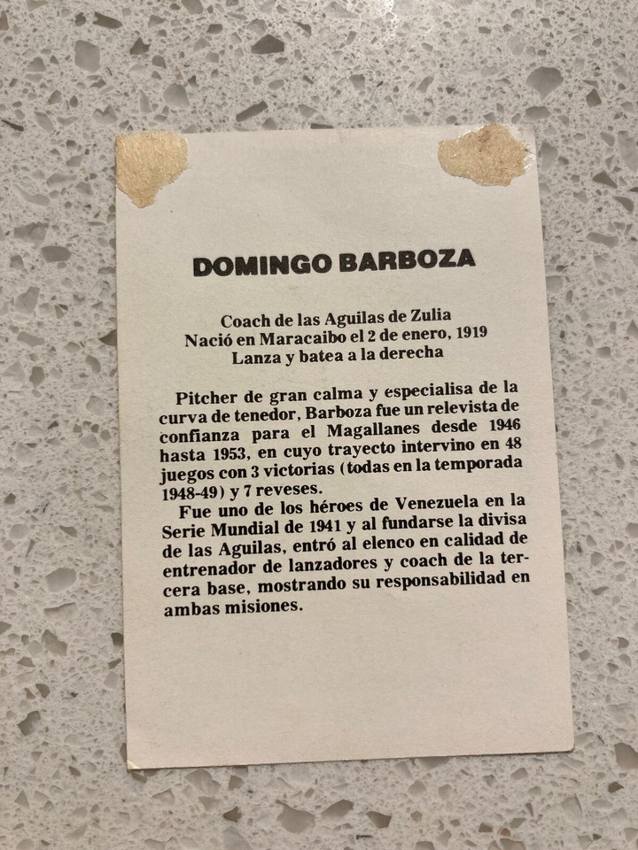 1981-82 Venezuelan Winter League Sticker Domingo Barboza Zulia #228 | eBay