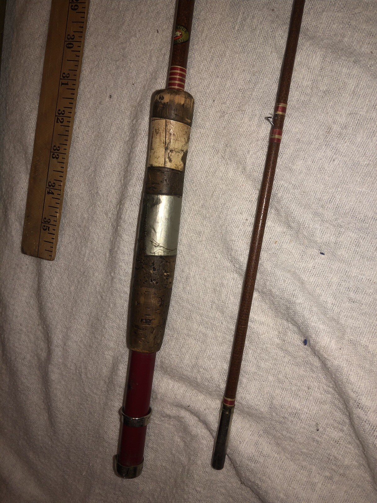 VINTAGE MONTAGUE HOLLOGLASS 2 PIECE FLY FISHING ROD TROUT BASS WRIGHT ...