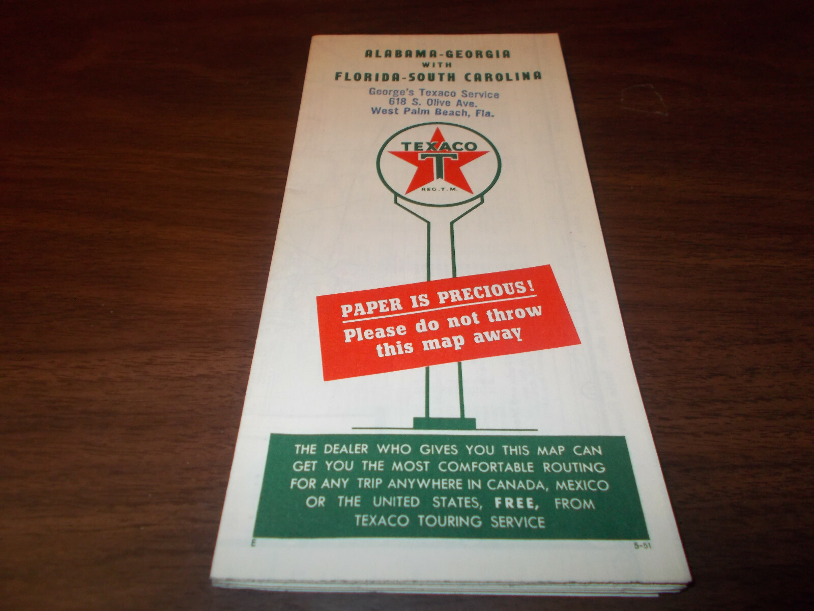 1951 Texaco Alabama/Georgia/Florida/South Carolina Vintage Road Map | eBay