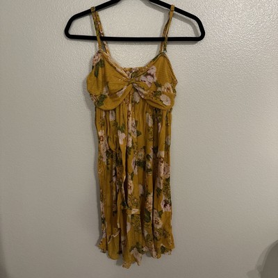 FREE PEOPLE Top - Yellow, Floral, Mirage, Hi-Low, Bandeau Knot, Straps ...