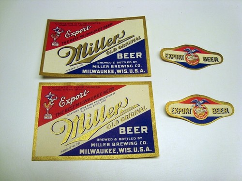 Circa 1930s Miller Export Label Set of 4 – 3 Different – Milwaukee | eBay