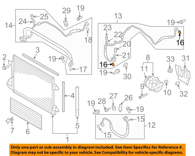 VW Volkswagen OEM A/c Condenser Compressor Lines-ac Line O-ring ...