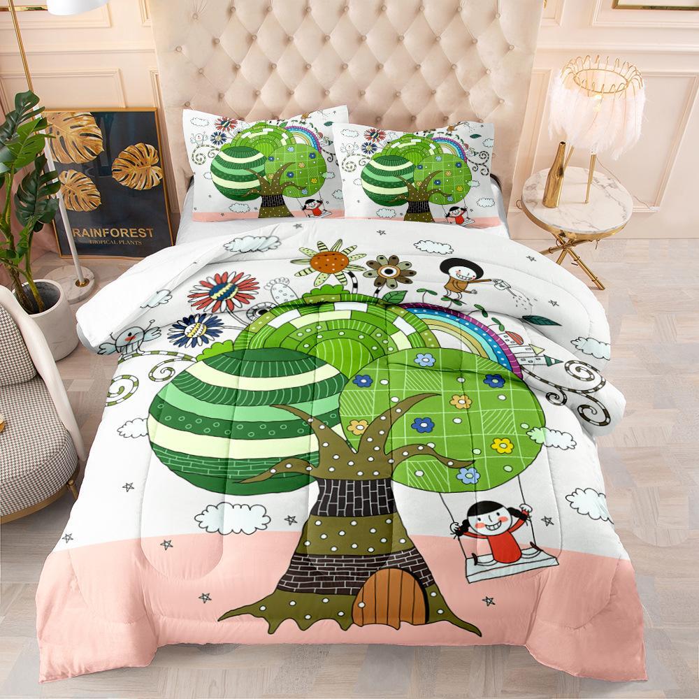 Soft Comforter Microfiber Doona Quilt Duvet Trees Pattern Bedspread Set ...