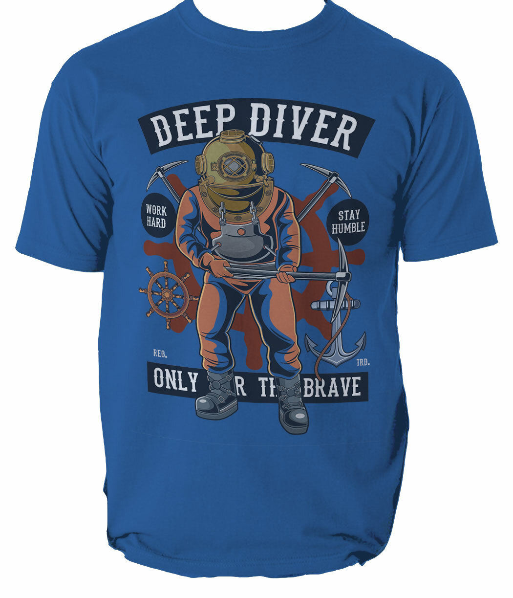 Diver mens t shirt Scuba Diving Deep Navy Ocean Anchor Nautical S-3XL ...