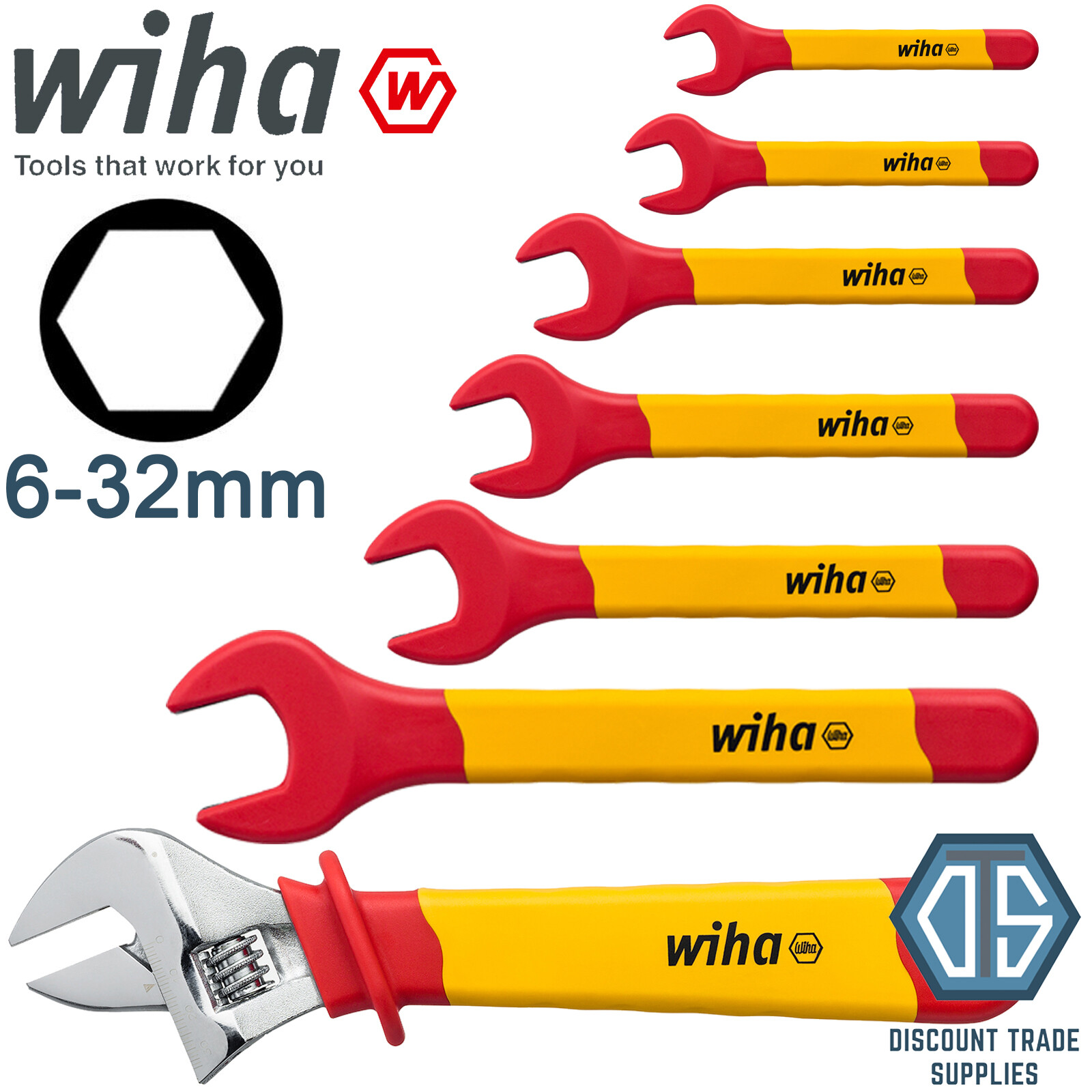 Wiha Spanner Single Open-End VDE Spanners Full Range Insulated 6-32mm ...