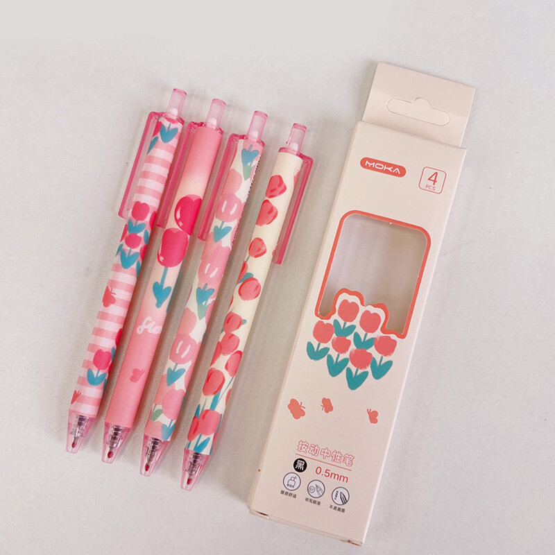 4 Pcs/Set Korean Cute Retractable Gel Pens Neutral Pen Stationery Gel ...
