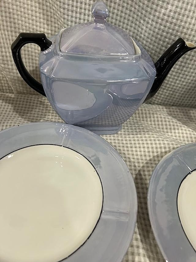 Vintage Blue Lusterware Tea Set | eBay
