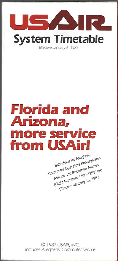 USAir system timetable 1/6/87 [308US] Buy 4+ save 25% | eBay