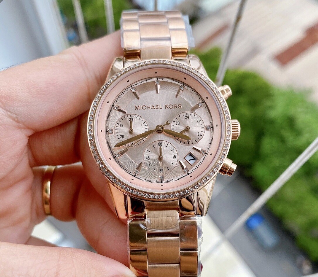 Michael Kors MK6357 Rose Gold Tone Chronograph Women's Watch | eBay