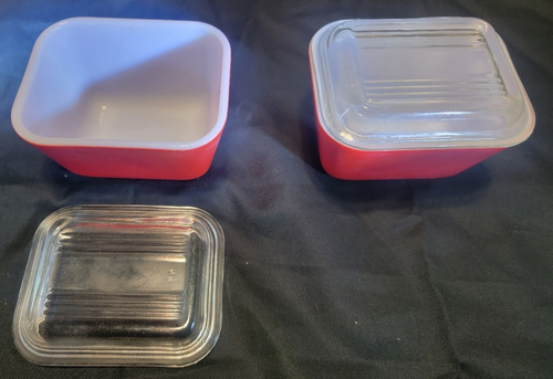2 - Vintage Red PYREX Refrigerator Dish 0501 With Lid 501-C | eBay