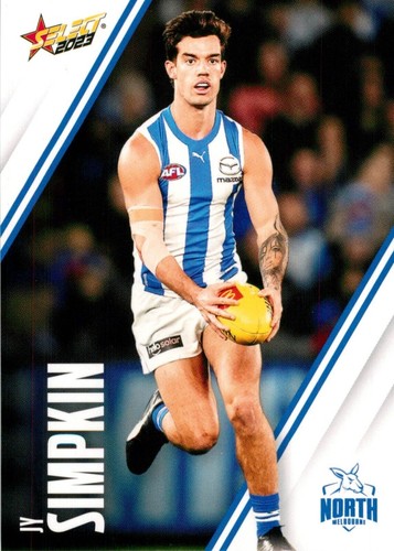 Nouveau 2023 NORTH MELBOURNE KANGAROOS AFL Card JY SIMPKIN Footy Stars ...