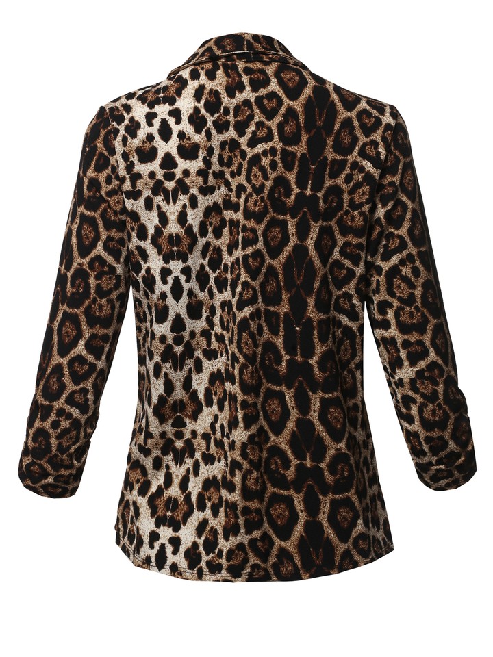 FashionOutfit Women's Solid/Print Stretch 3/4 Gathered Sleeve Open ...