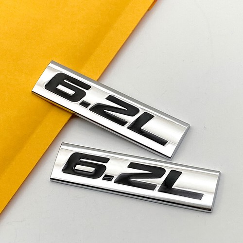 2x Chrome Black Metal Fender Trunk 6.2L Emblem V6 V8 Engine Logo 3D ...