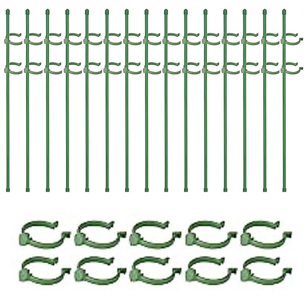 Stylish Plant Support Kit with 15 Stakes 40 Clips for Orchids and Roses ...